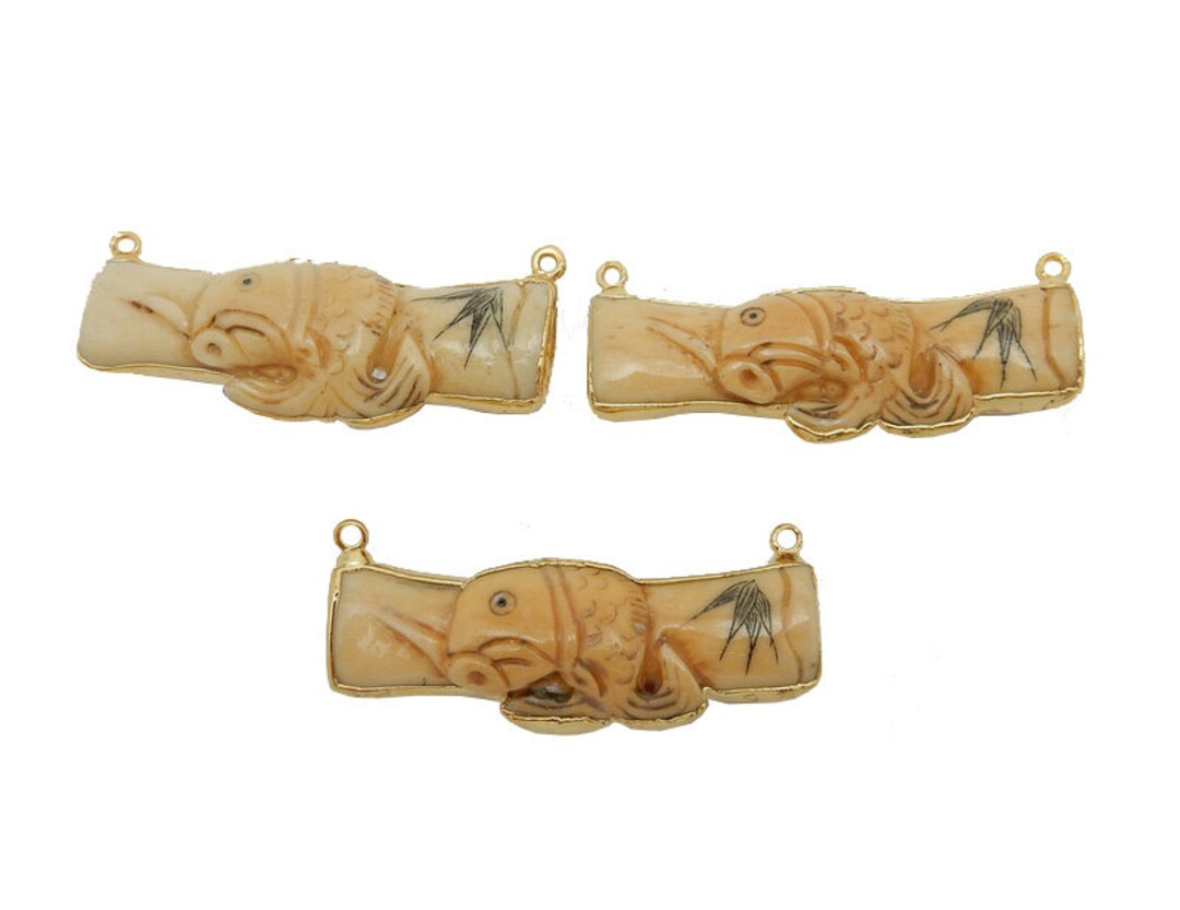 Koi Fish Connector - Koi Fish Bone Double Bail Pendant With ...