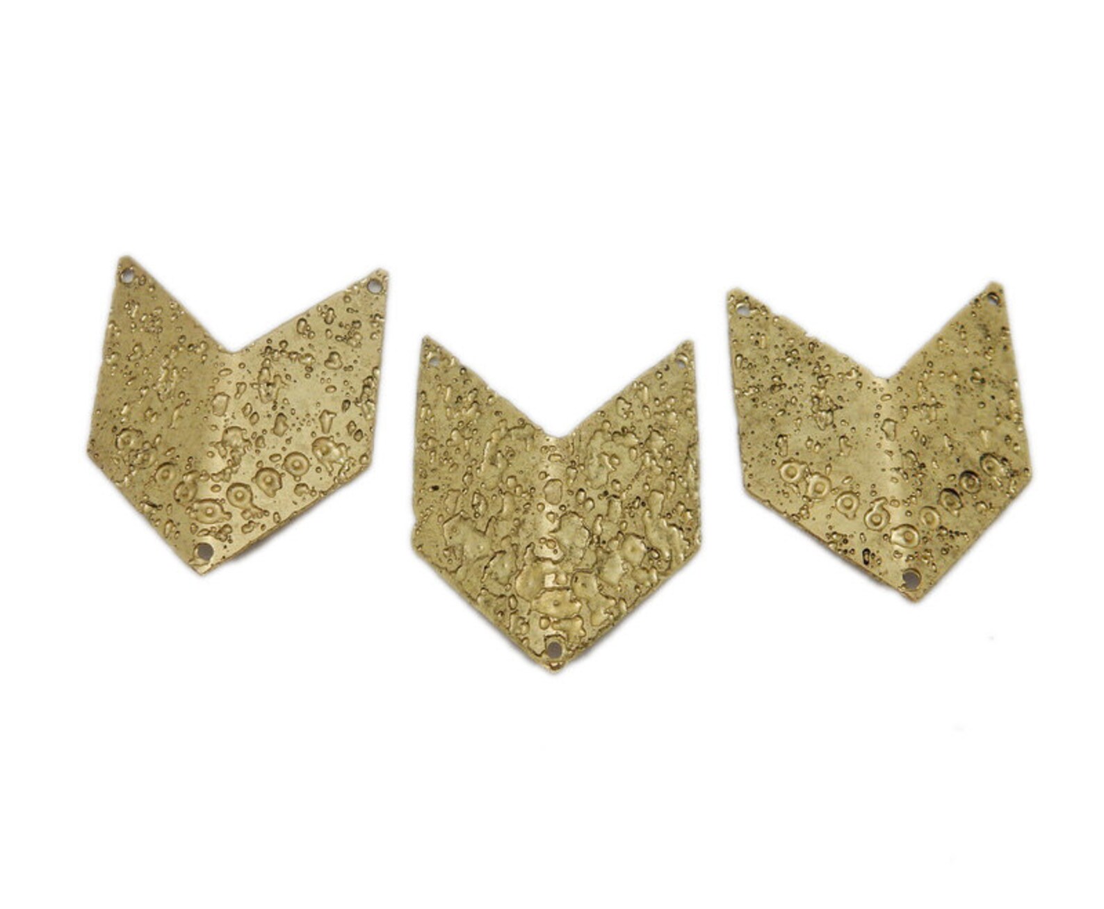 Chevron Connector Petite Chevron Triple Bail Brass Pendant - Etsy
