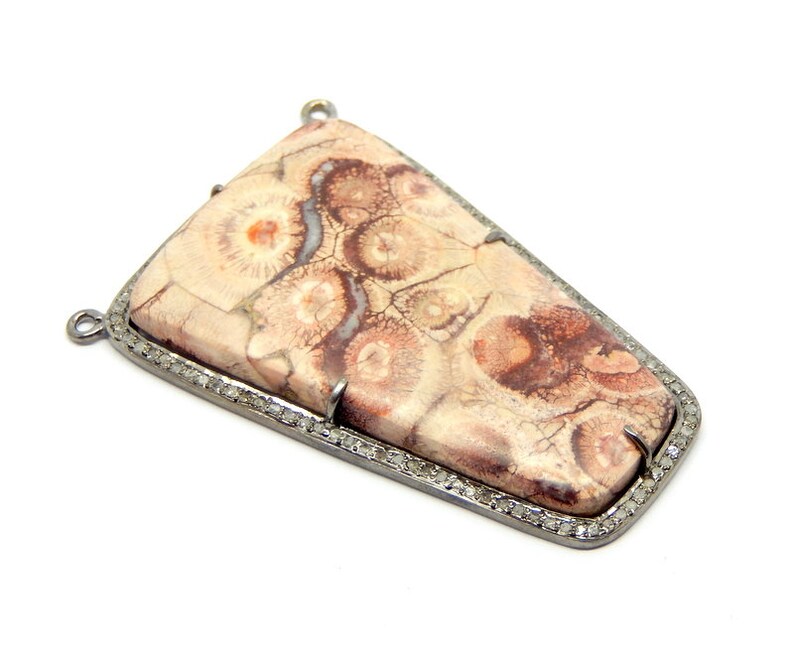 Pave Diamond Triangle Jasper Large Double Bail Pendant Set in | Etsy