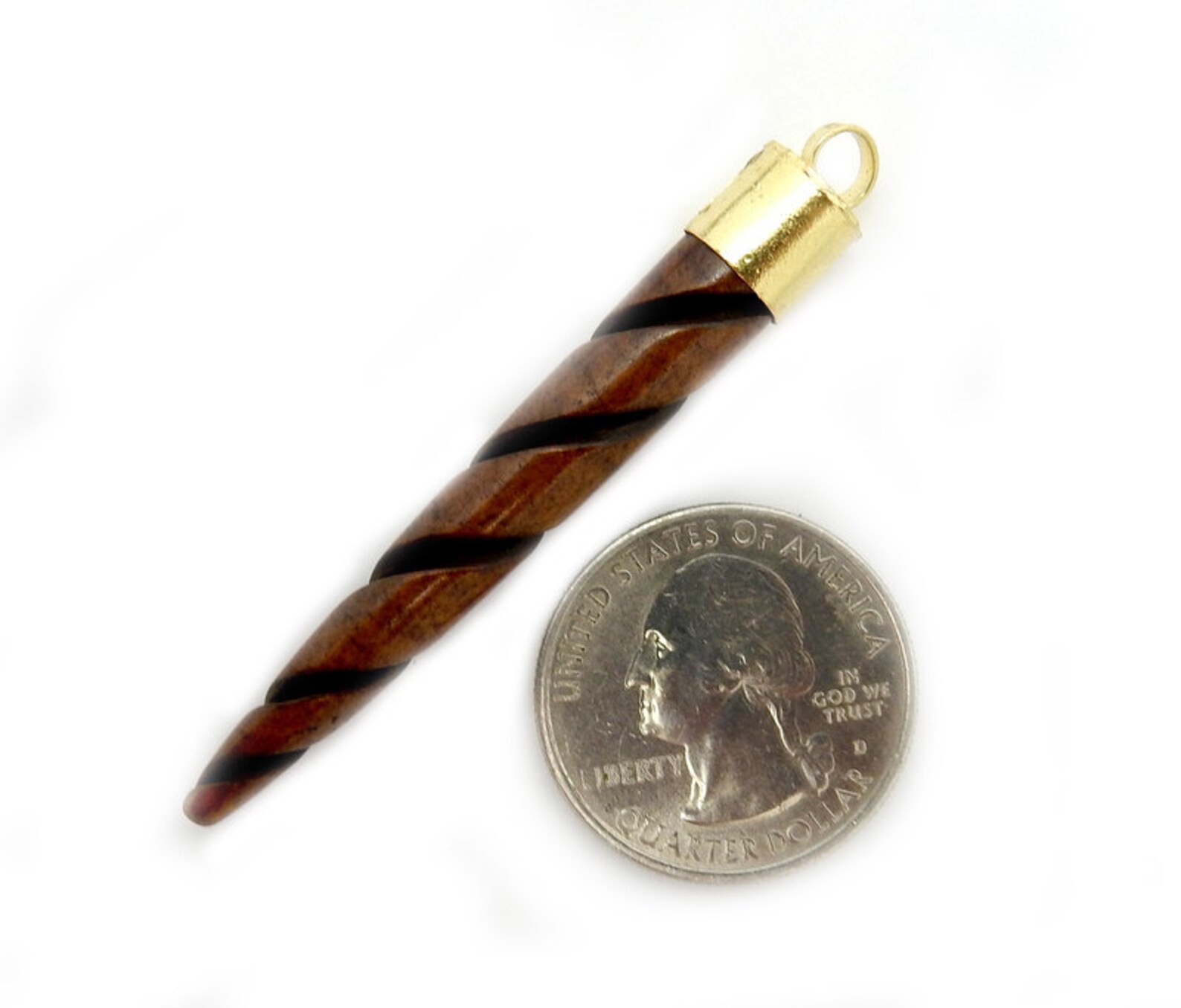 Brown Bone Swirl Spike Pendant Charm Brass Cap Engraved Bone | Etsy