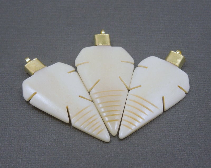 Tibetan-style White Carved Bone Arrowhead With Brass Cap and | Etsy