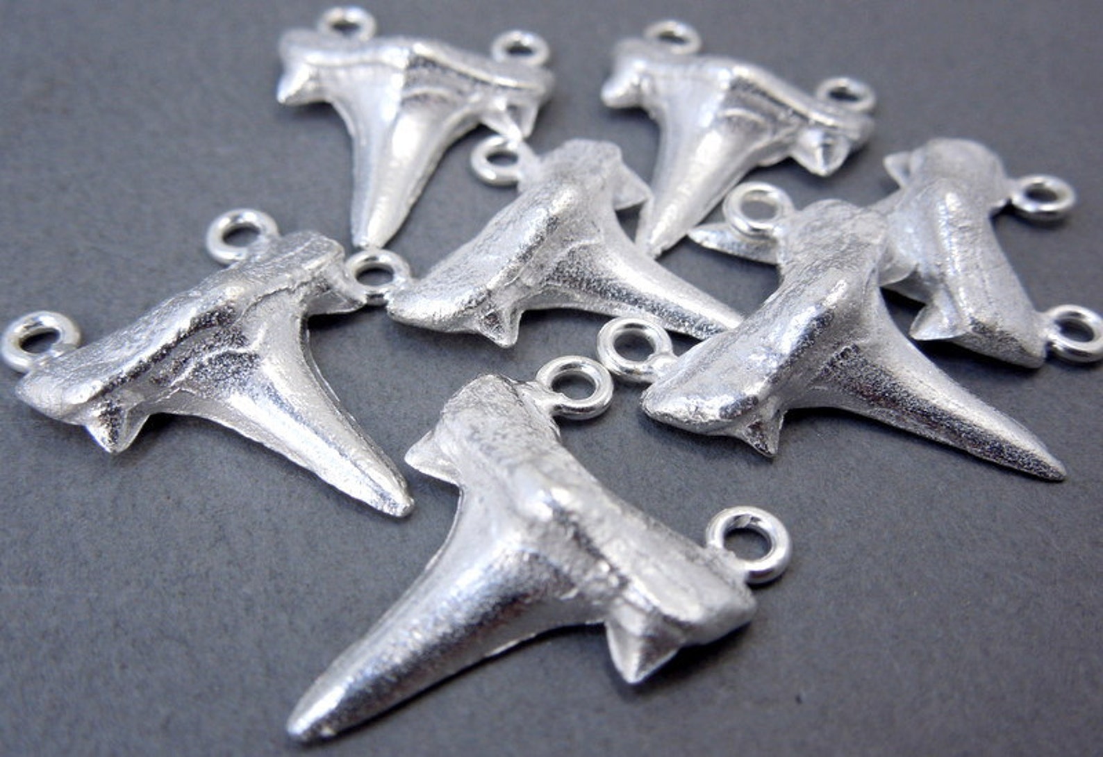 Shark Tooth Double Bail Charm Pendant Solid Sterling Silver - Etsy