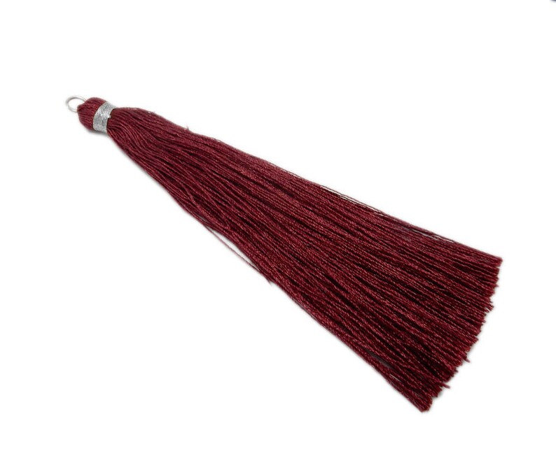 Maroon Tassel Large Silver Toned String Tassel Pendant - Etsy