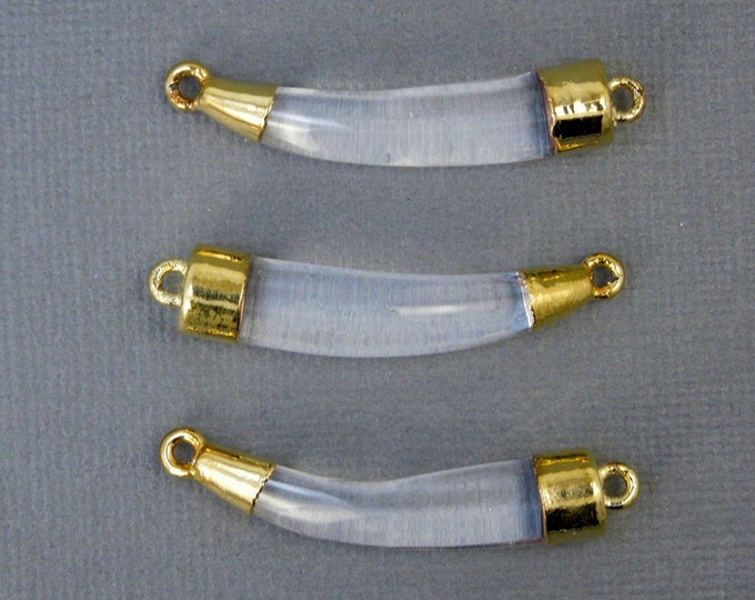 Crystal Quartz Sideways Horn crystal Quartz Double Bail Charm Pendant ...