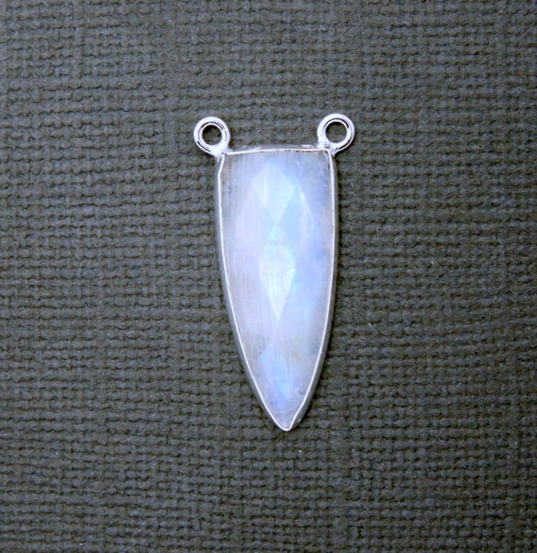 Rainbow Moonstone Dagger Shaped Double Bail Pendant Sterling Silver ...