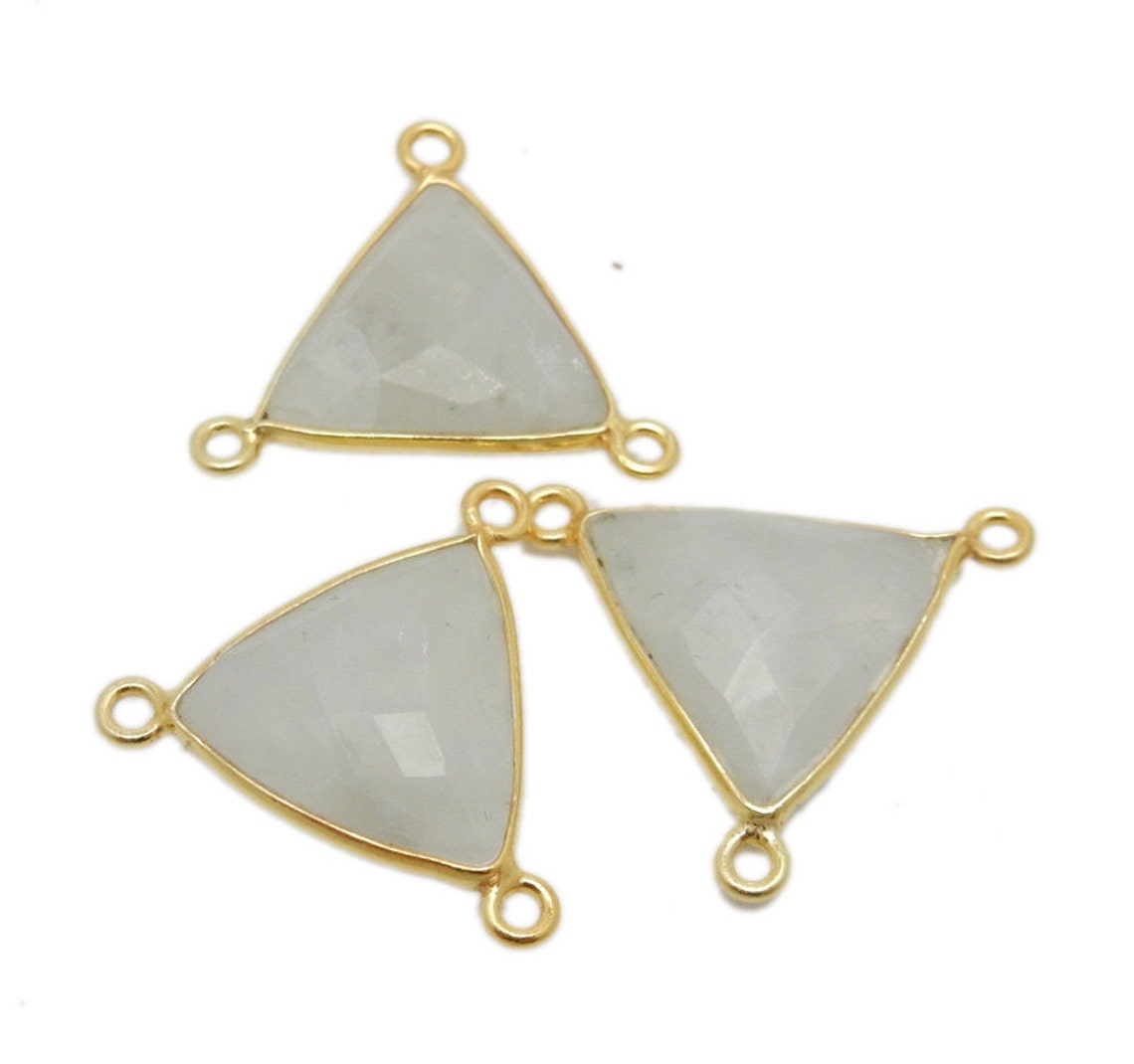 Moonstone Triangle Trillion Bezel Triple Bail Connector - 15mm X 17mm ...