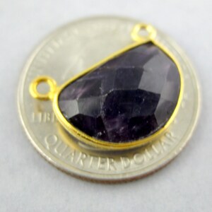 Amethyst Station Semi-circle Connector 15mm X 11mm Gold Vermeil Bezel ...