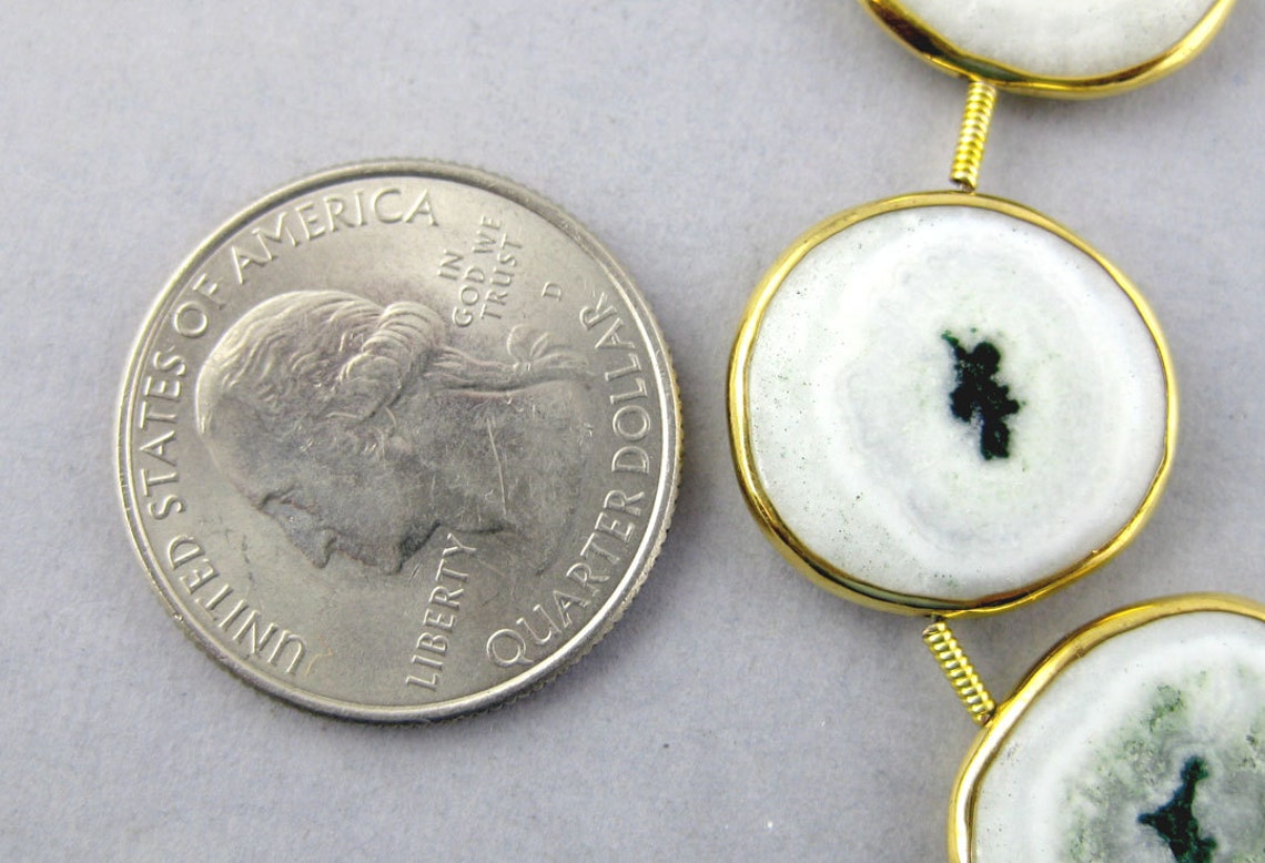 Solar Quartz Beads set in a Gold Vermeil Bezel 20mm Solar | Etsy