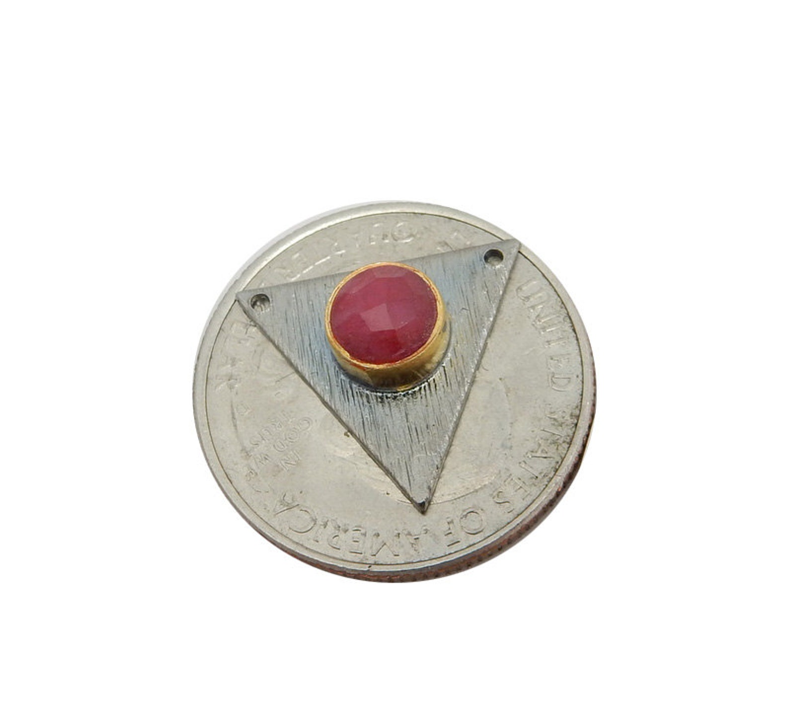 Dyed Ruby Gemstone Triangle -- Oxidized Sterling Silver Triangle ...