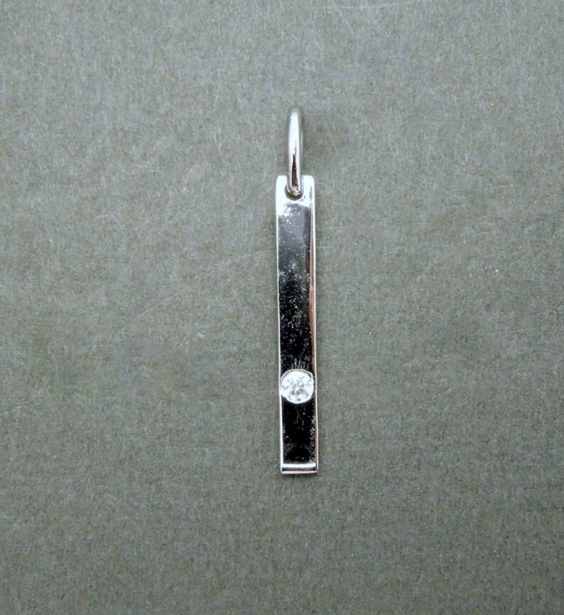 Sterling Silver Bar With Rhinestone Accent Charm Pendant (LA-55) - Etsy