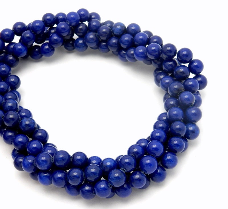 Dark Blue Quartz Beads - 8mm Round Blue Quartz Beads - 1 STRAND (S89B5 ...