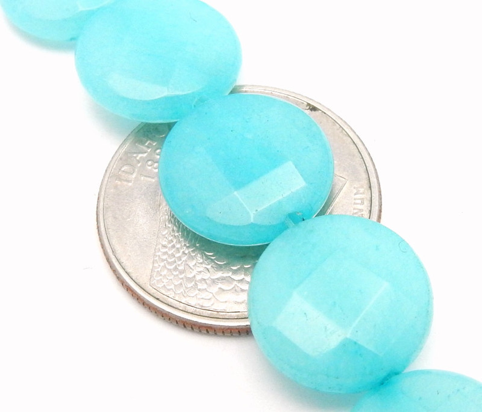 Flat Hot Light Blue Jade Quartzite Beaded Strand 1 STRAND - Etsy