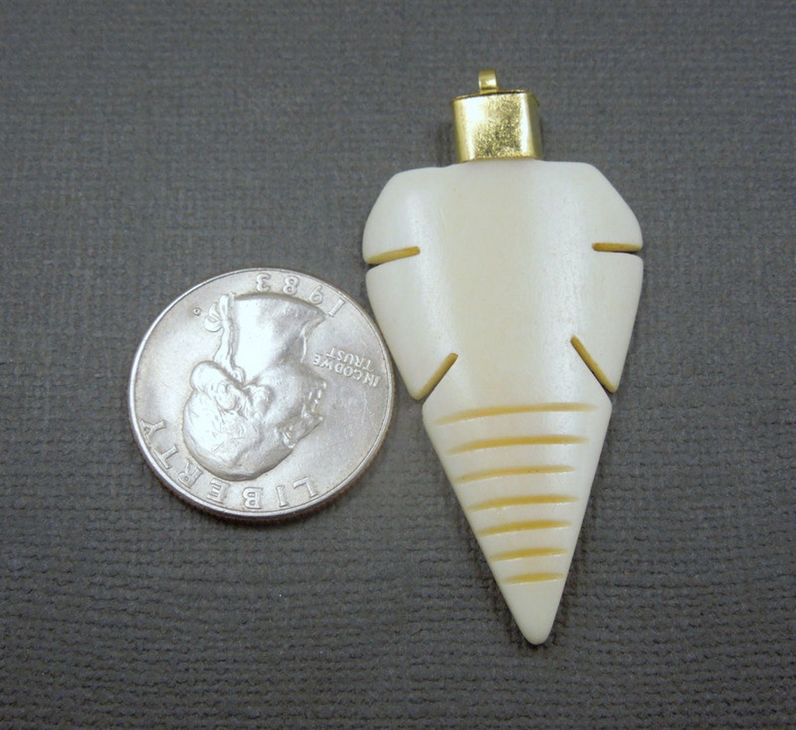 Tibetan-style White Carved Bone Arrowhead With Brass Cap and - Etsy