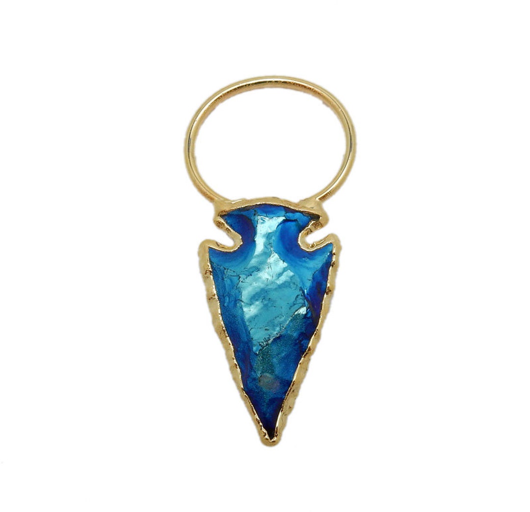 Fancy Titanium Mystic Blue Arrowhead Pendant With Electroplated 24k ...