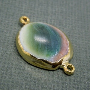 Shell Double Bail Pendant With Electroplated 24k Gold Layered Edges ...