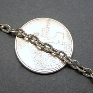 Antique Silver Chain -- Silver Toned Oval Link Wire Cable Chain-- (CHN ...