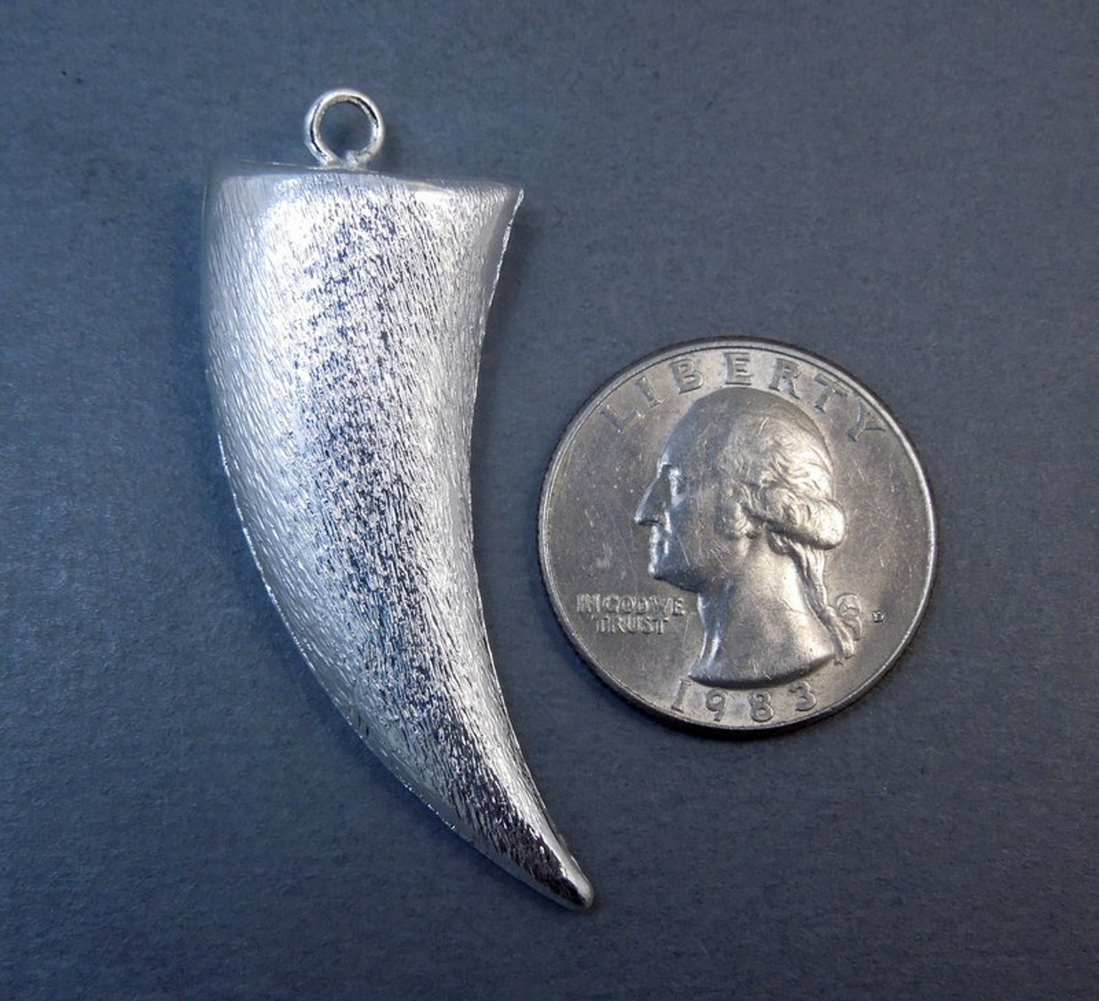 Silver Tone Horn Pendant -- Brushed Silver Tone Horn Pendant (S68B5-06 ...