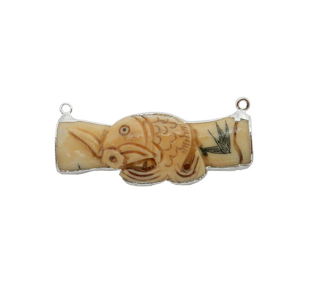 Koi Fish Connector - Koi Fish Bone Double Bail Pendant With ...