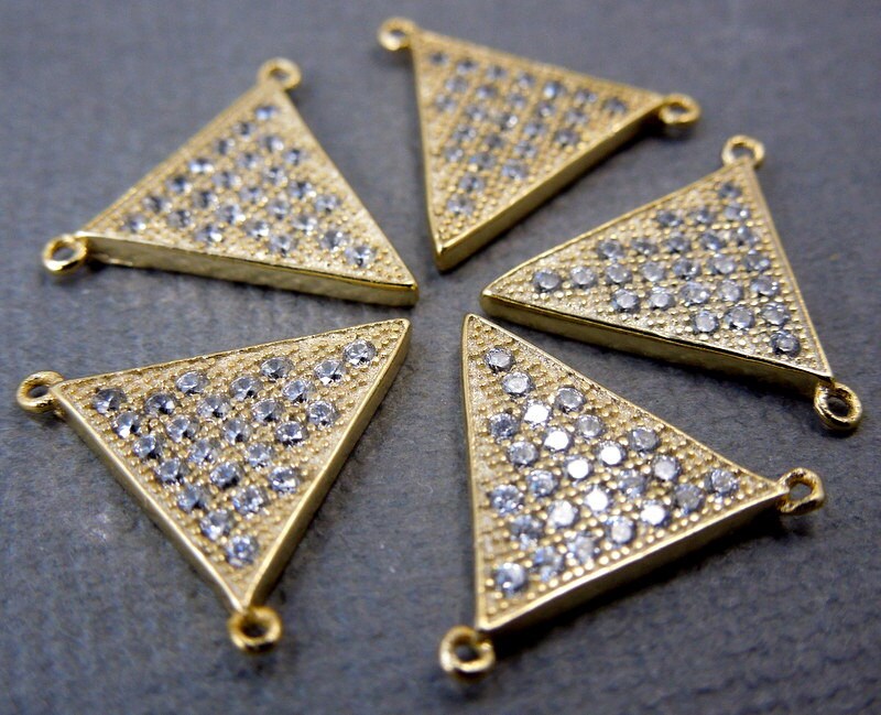 Gold Rhinestone CZ Triangle Double Bail Connector Pendant - Etsy