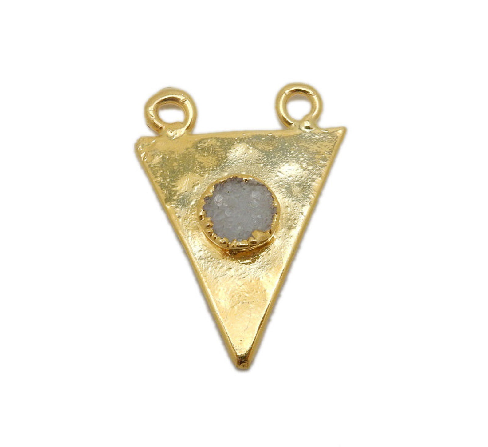 Hammered Triangle Double Bail Pendant With Tiny Round Druzy - Etsy