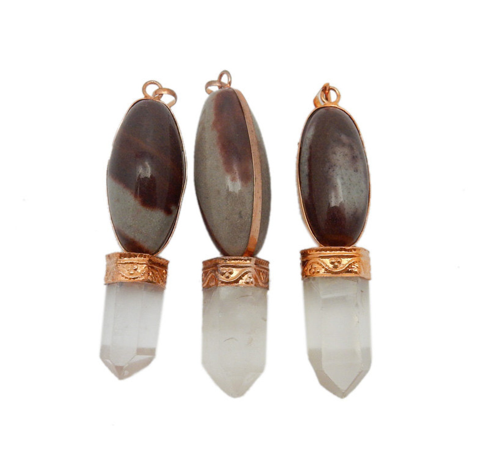 Lingam Pendant With Crystal Quartz Point Set in Copper Bezel (S69B7-07 ...