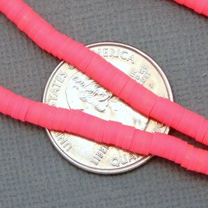 Neon Pink Colored Fimo Disc Bead Strand-- 4mm Diameter -- 1 STRAND ...