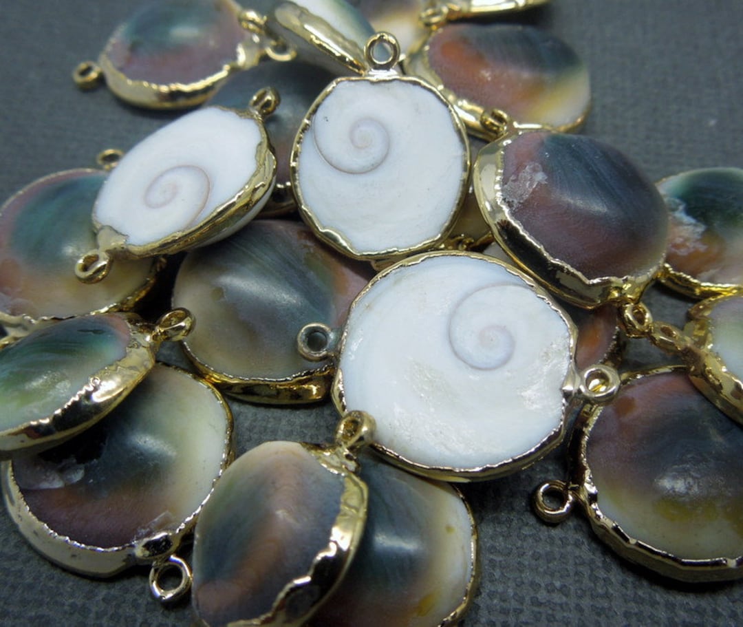 Shell Double Bail Pendant With Electroplated 24k Gold Layered Edges ...