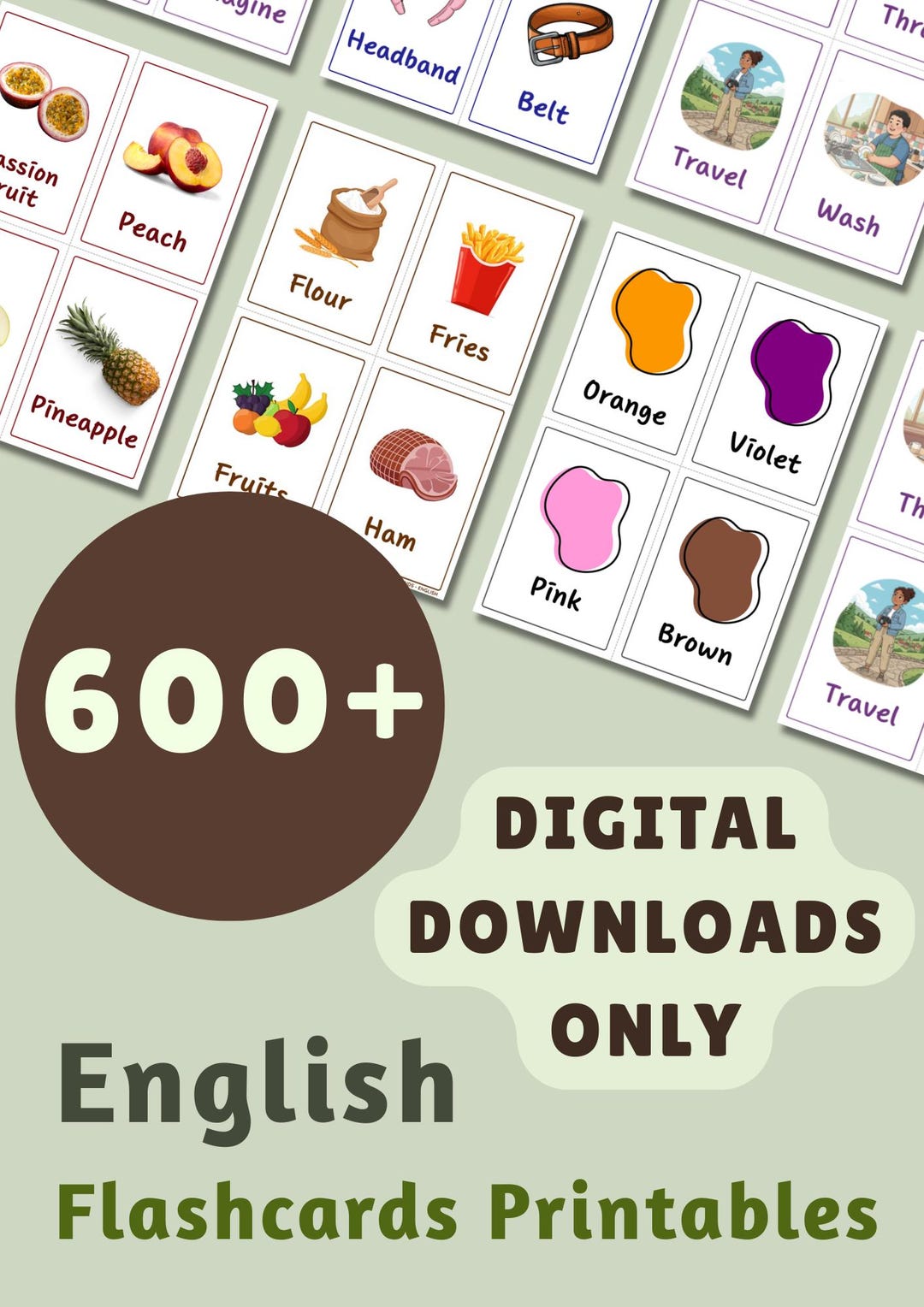 English Flashcards Printables (PDF File) - Basic Vocabulary: Nouns ...