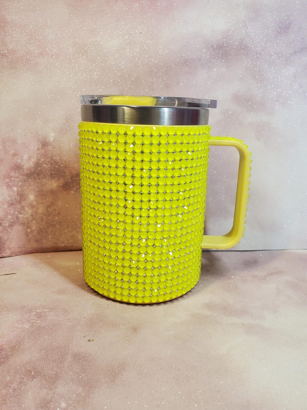 Neon Yellow Rhinestone Bling Coffee Tumbler (550ml) - Etsy