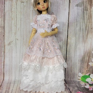 Pink Crepe Organza Apron Set 4 Kaye Wiggs Liz Frost 18" MSD N Similar ...