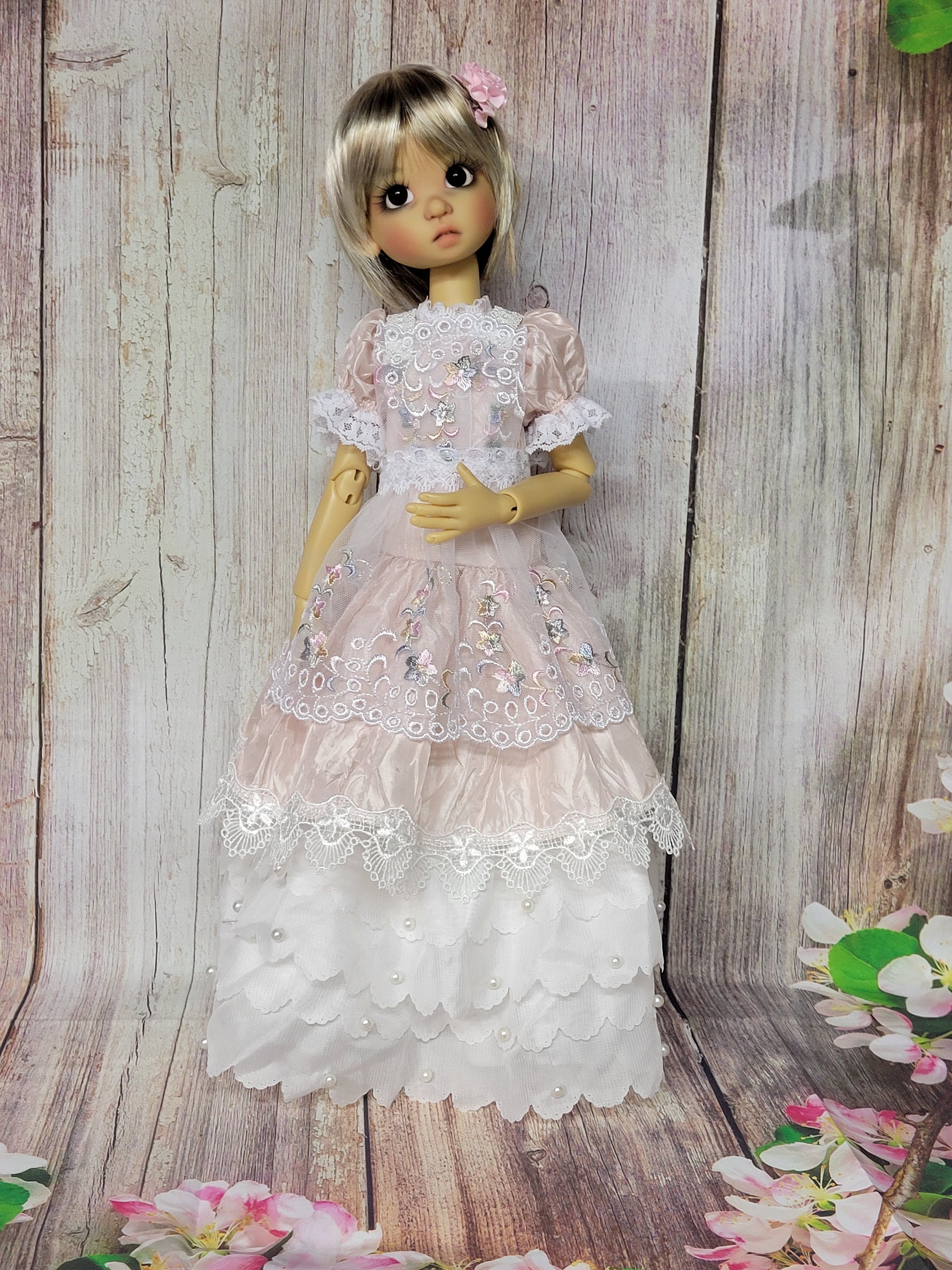 Pink Crepe Organza Apron Set 4 Kaye Wiggs Liz Frost 18 MSD N Similar - Etsy