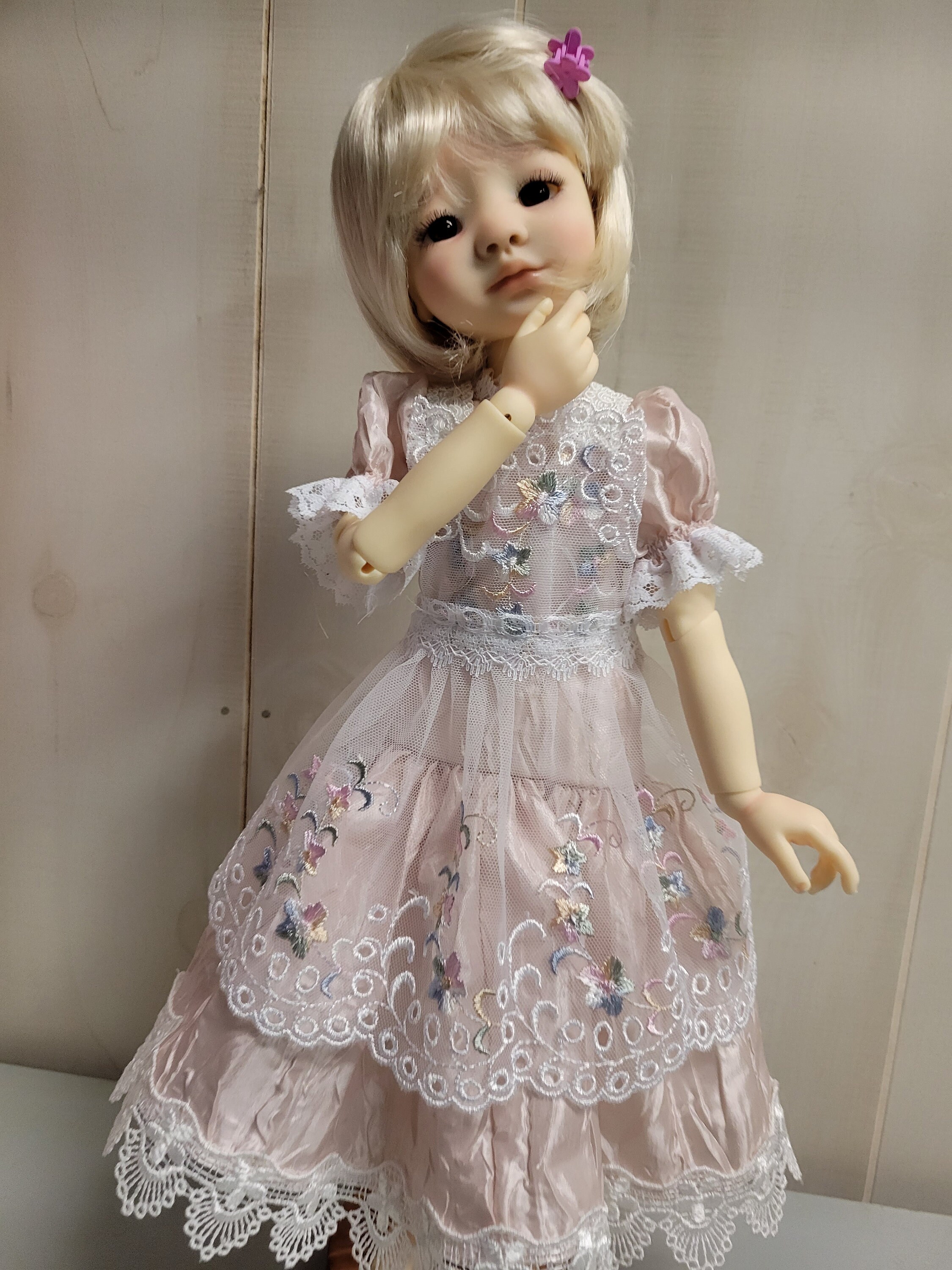 Pink Crepe Organza Apron Set 4 Kaye Wiggs Liz Frost 18 MSD N Similar - Etsy