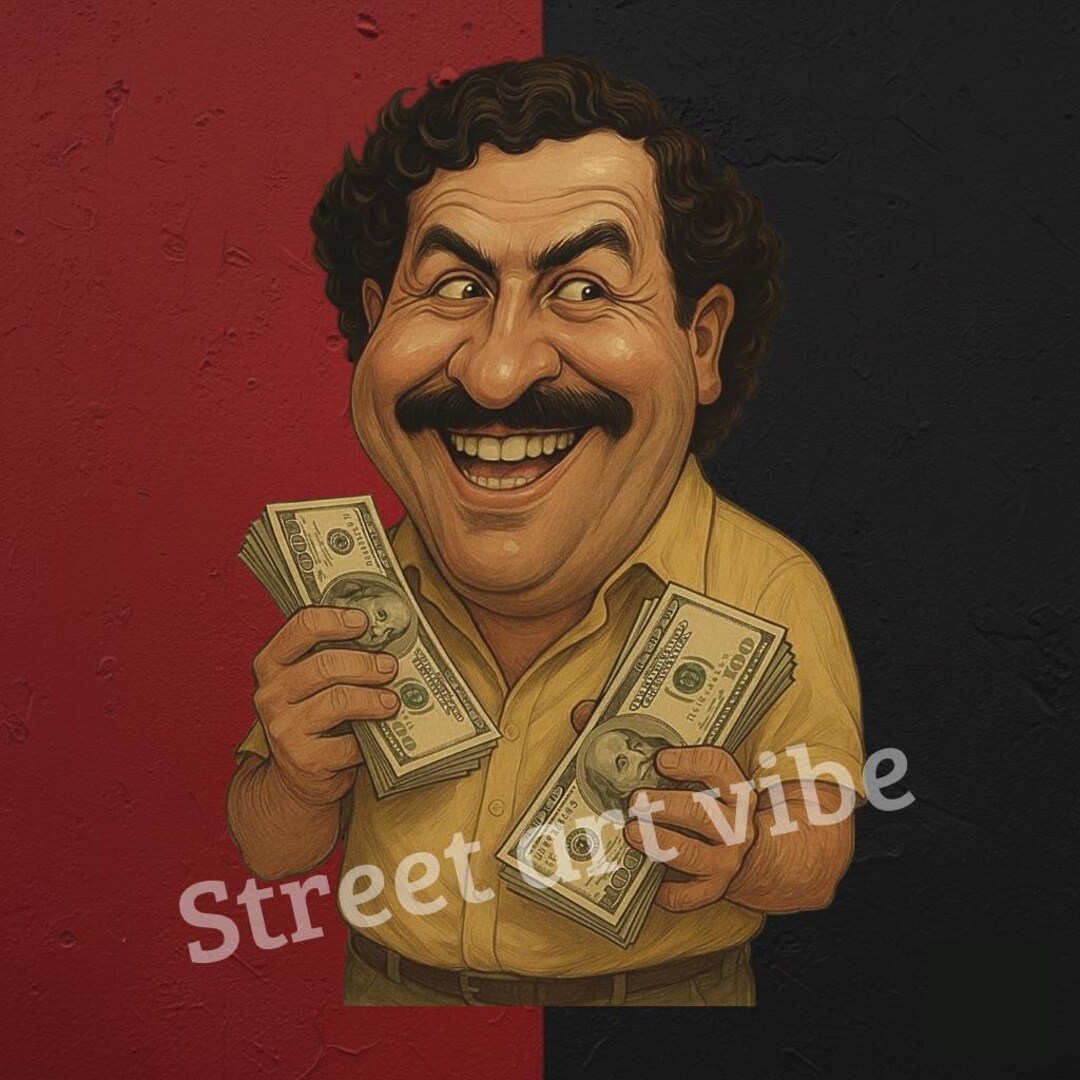 Digital Funny Pablo Escobar Caricature Wall Art – Money Lover ...