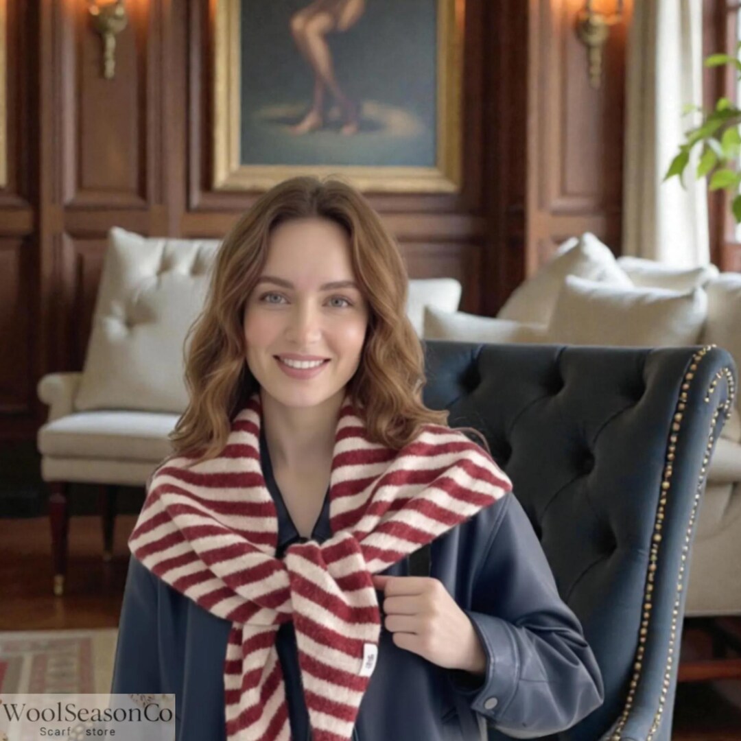 Luxury Striped Hooded Knit Scarf – Triangle Shawl & Winter Snood Wrap ...