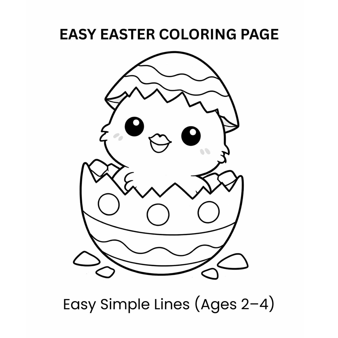 Easter Coloring Page for Kids | Baby Chick Hatching From Egg | Simple ...