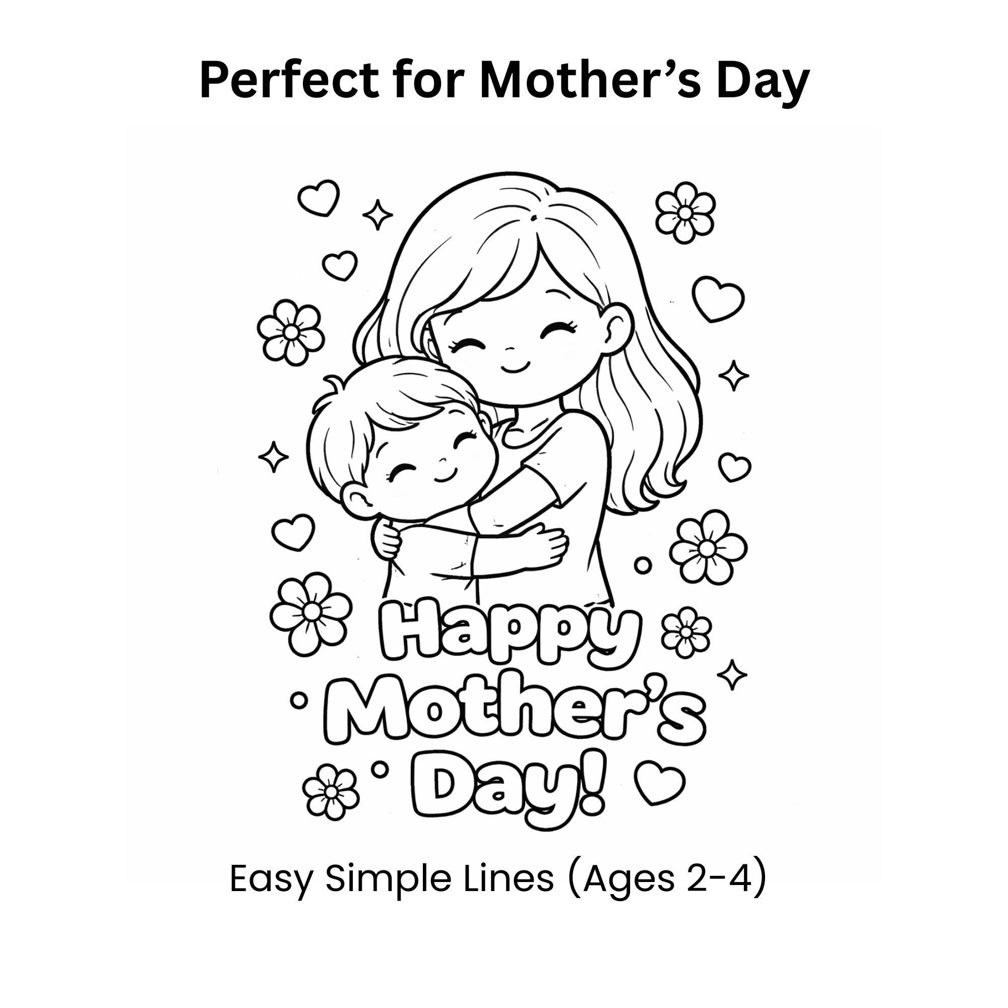 Mother’s Day Coloring Page | Mother and Child Hug Coloring Sheet | Kids ...