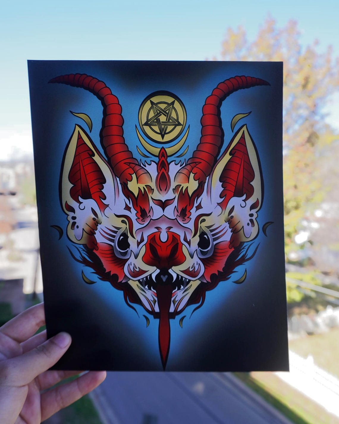 Neo Traditional Gothic Satanic Bat Art Print - Etsy