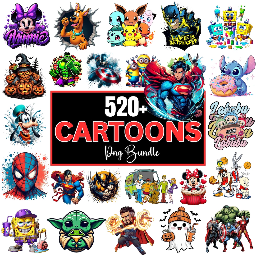 520+ Cartoon Bundle PNG, Cartoon Characters, Cartoons Bundle, Retro Png ...