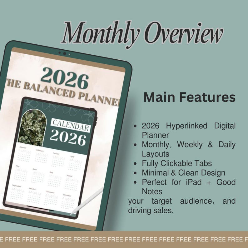 2026 Digital Planner PDF | ADHD Friendly iPad Good Notes | Hourly ...