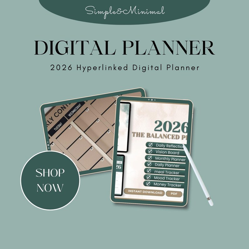 2026 Digital Planner PDF | ADHD Friendly iPad Good Notes | Hourly ...