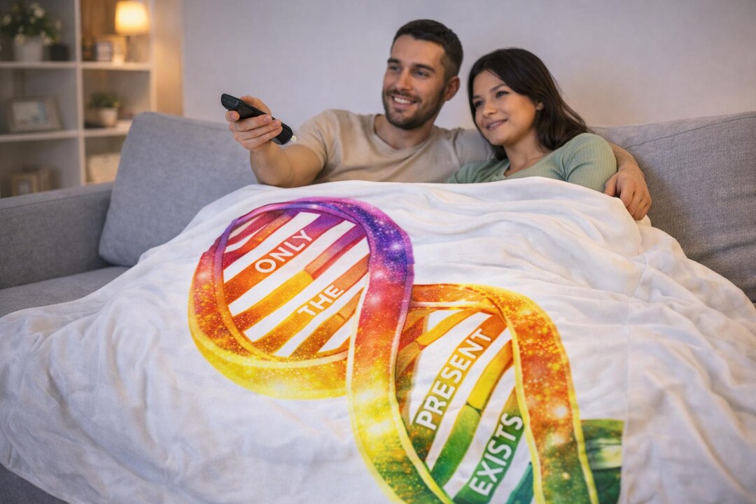 Only the Present Exists DNA Helix Velveteen Plush Blanket | Rainbow ...
