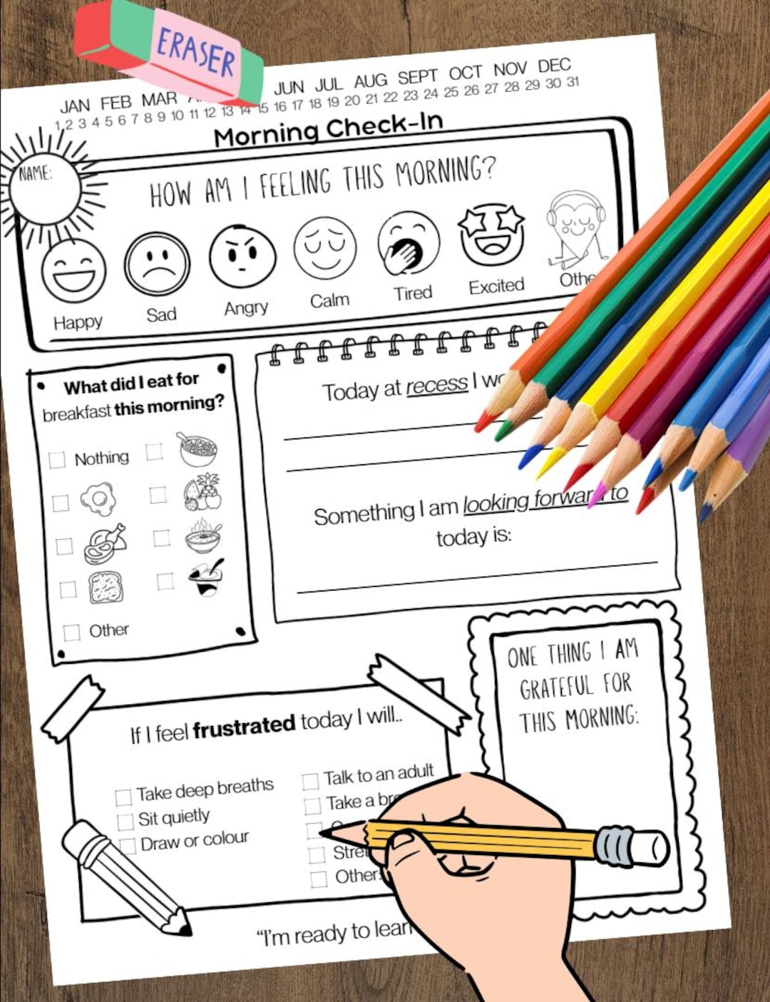 Student Morning Check-in Worksheet | SEL Feelings & Weekly or Monthly ...