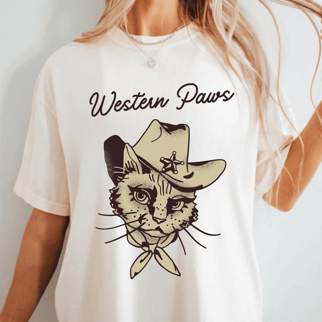 Funny Cowboy Cat PNG, Western Paws Design PNG, Retro Vintage Pet Design ...