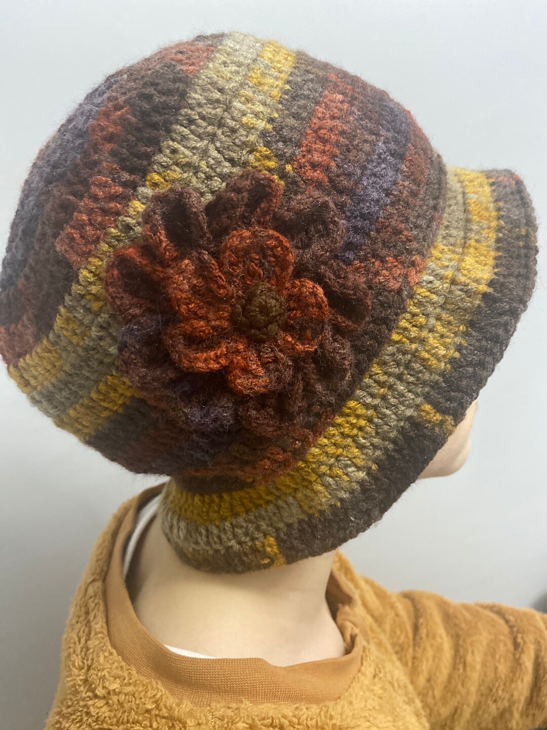 Crocheted Cloche Hat With Flower, Cloche, USA Seller - Etsy