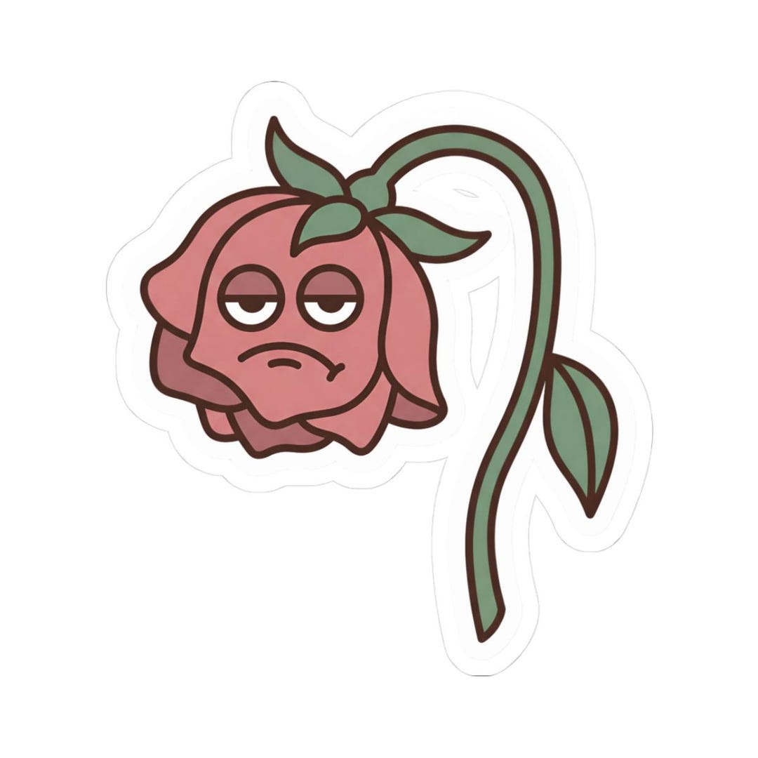 Droopy Rose Sticker | Sad Flower Kiss-cut Sticker - Etsy