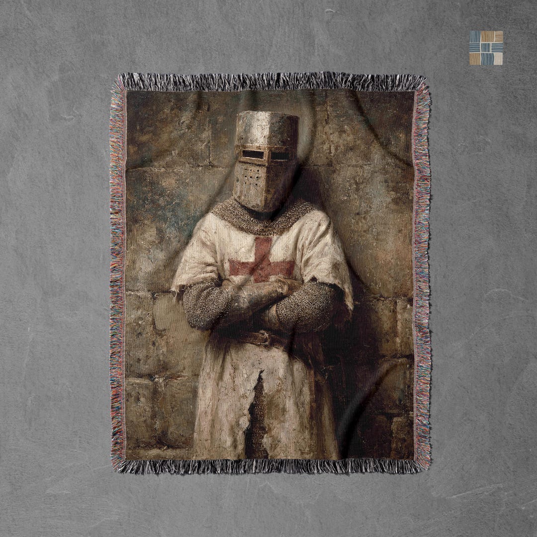 Medieval Woven Throw Blanket – Knight Tapestry Home Decor – Silent Oath ...