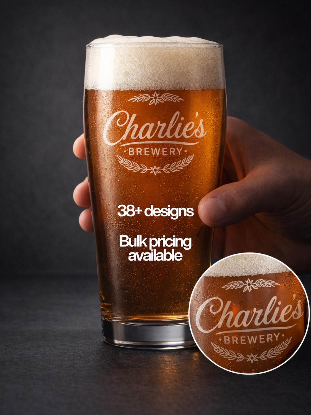Custom Engraved Beer Glass | Etched Pint Glass With Initials, Crests ...