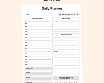 Daily Planner Printable – Undated Productivity & Time Management ...