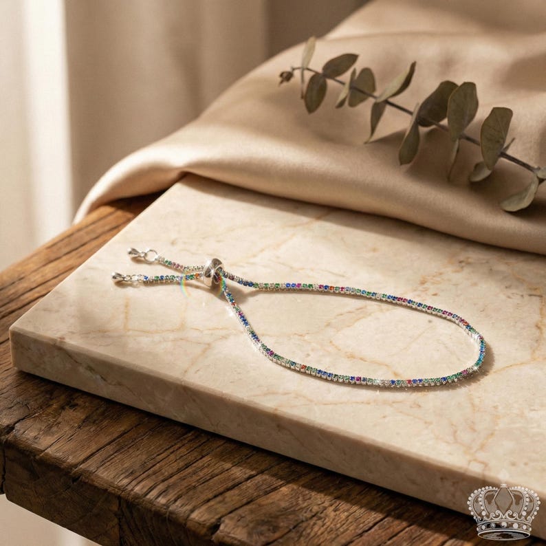 RAINBOW Sparkle Chain Bracelet, Gold Glitter Multi Color Chain ...