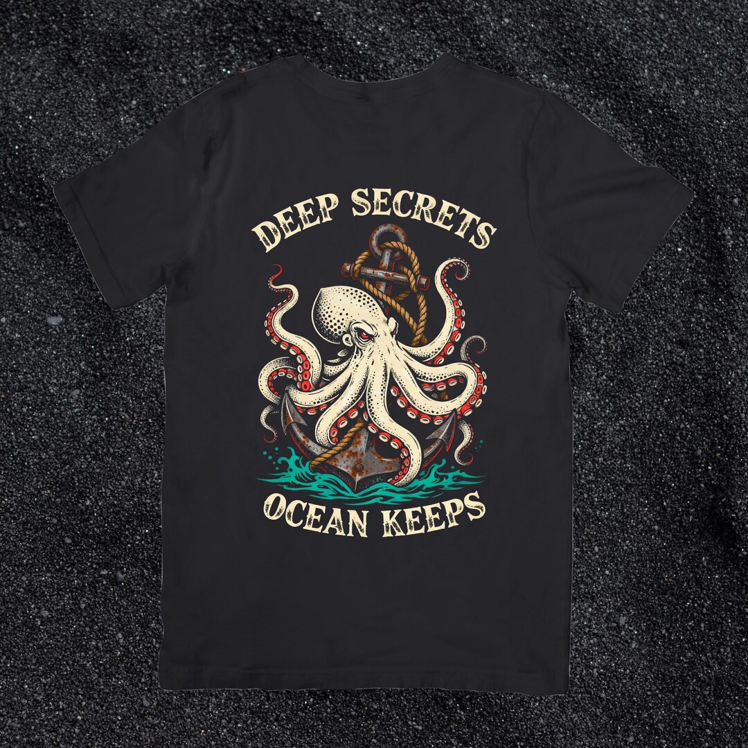 Deep Secrets Ocean Keeps Octopus PNG, Nautical Sea Creature ...
